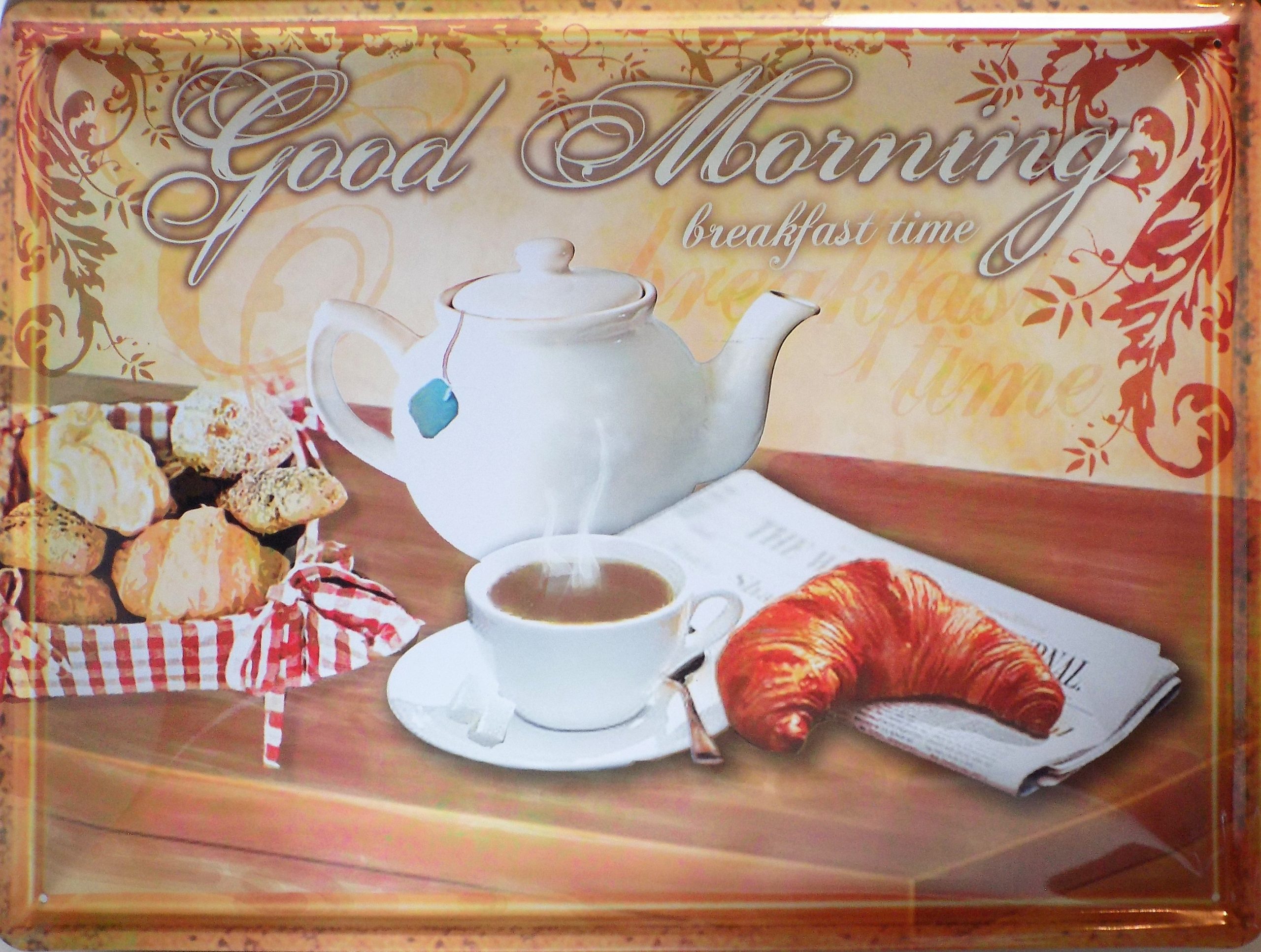 Plaque métal vintage GOOD MORNING BREAKFAST | TOFMOBILE - Plaque métal ...