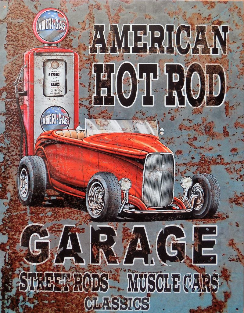 plaque métal Américaine AMERICAN HOT ROD GARAGE