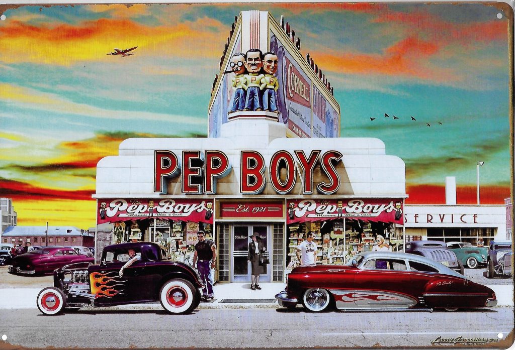 plaque métal vintage hot rod PEP BOYS