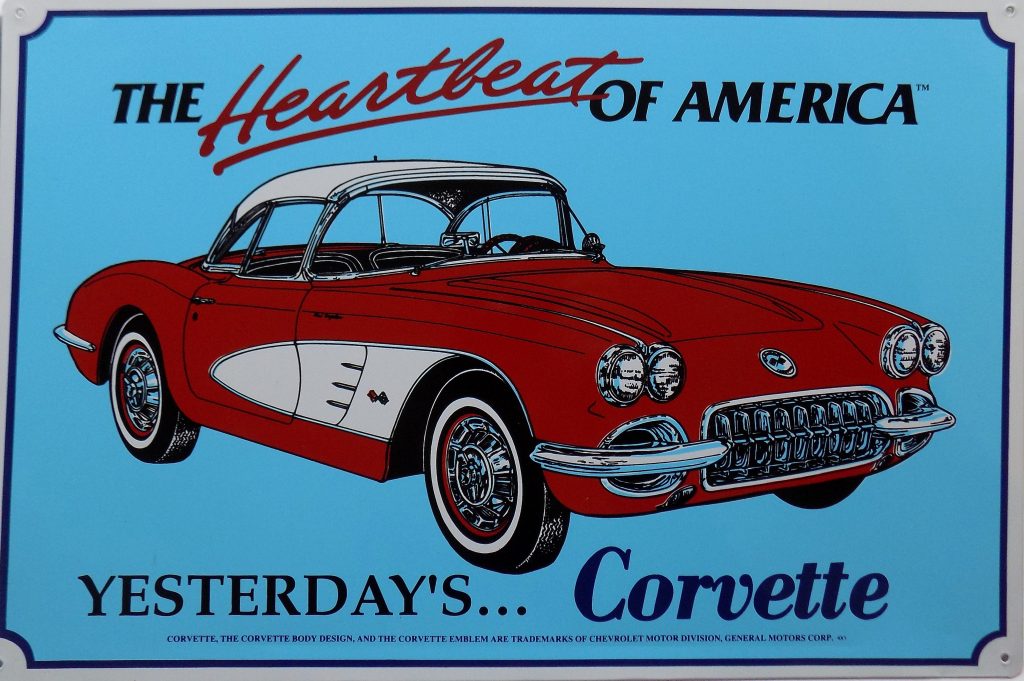 plaque métal vintage YESTERDAY’S CORVETTE | TOFMOBILE - Plaque métal ...