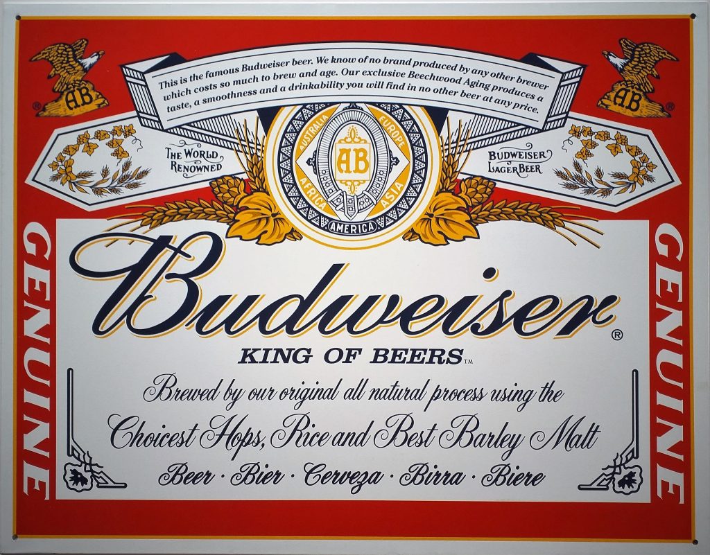plaque métal vintage BIERE BUDWEISER label | TOFMOBILE - Plaque métal ...