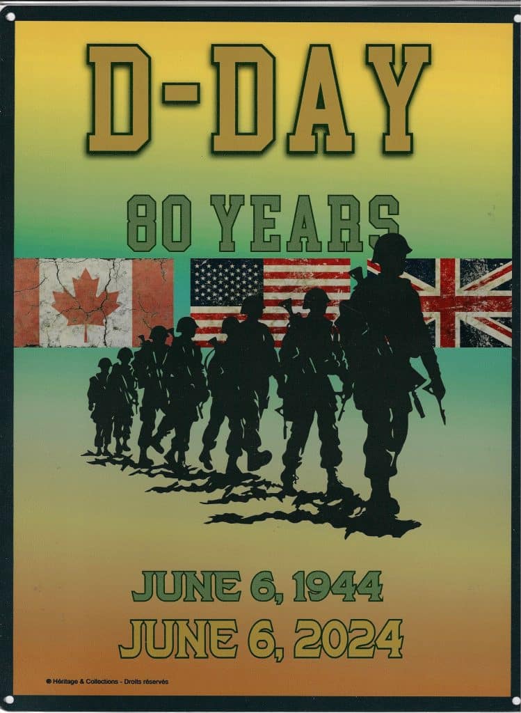 plaque métal vintage D-DAY 80 YEARS 1944 2024